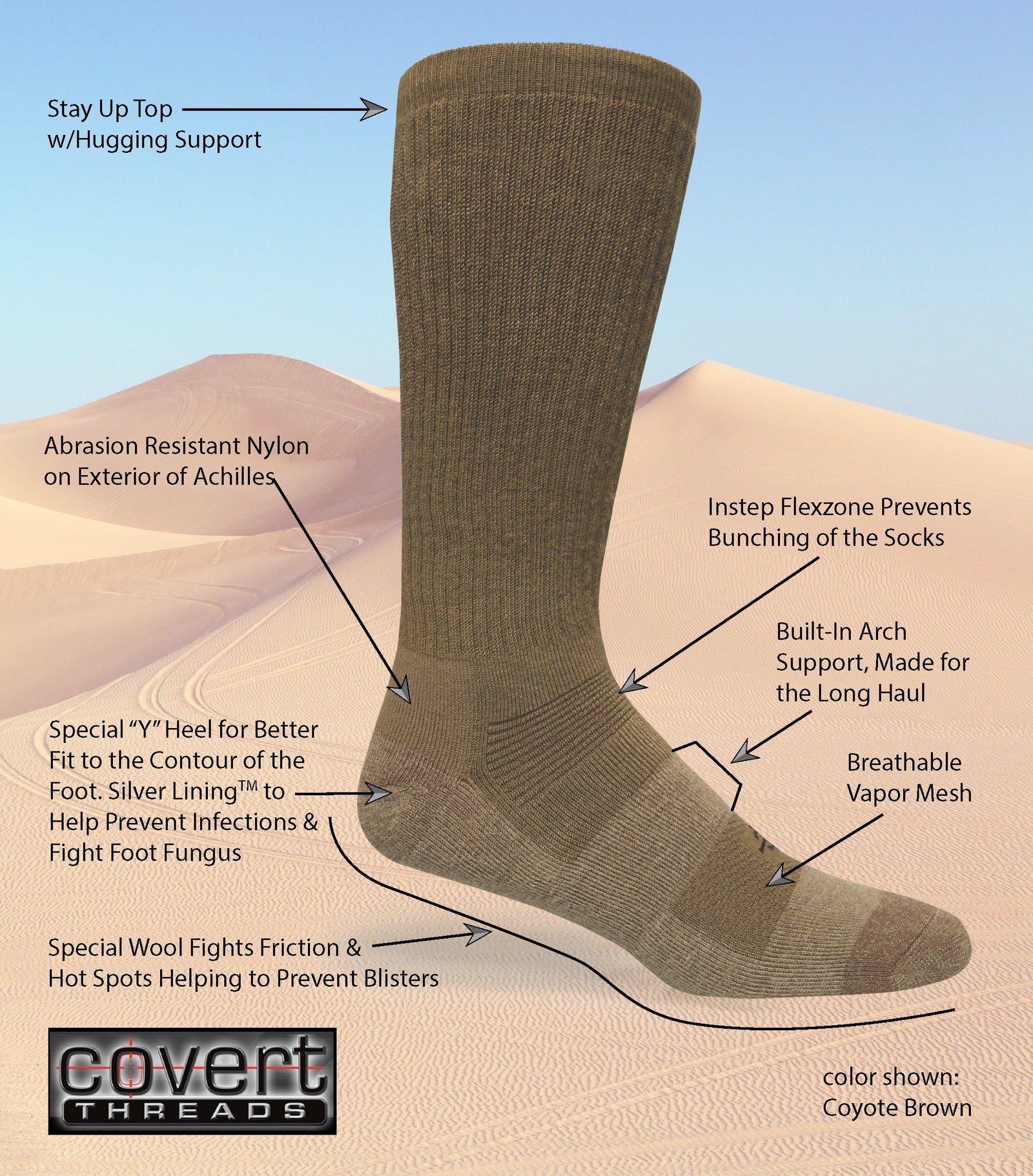 DESERT Climate Military Boot Sock - Military Socks - Covert Threads