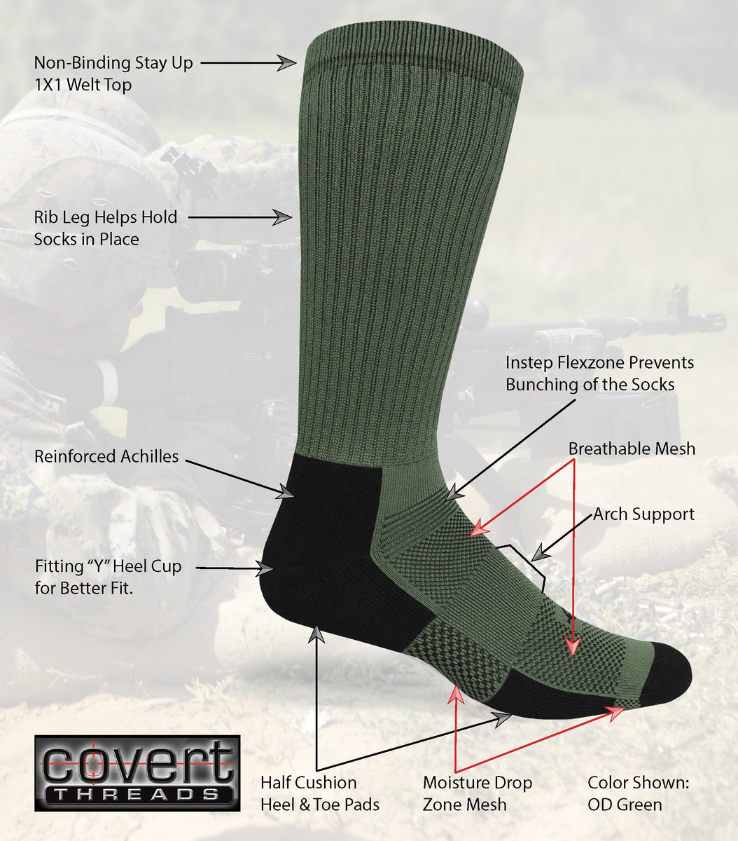 JUNGLE Quick Dry Silver Lining - Military Boot Sock - Covert Threads ...